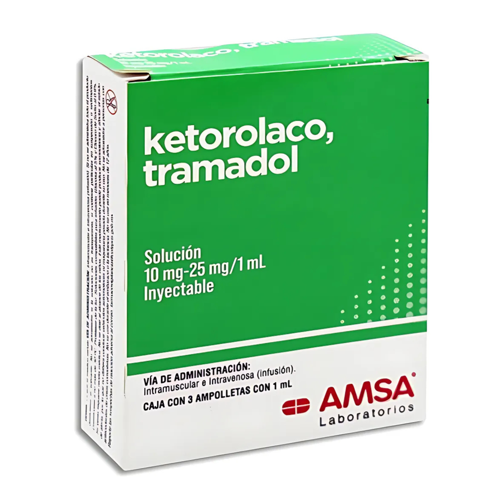 KETOROLACO TRAMADOL 10/25 MG/1 ML SOL INY C/3 AMP LAB AMSA | Website MC&M